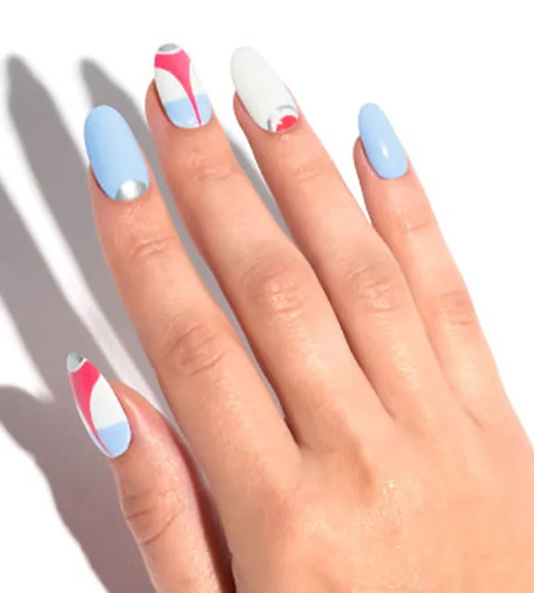 Sleek Geometric Pastel & Chrome DIY Nail Art | OPI