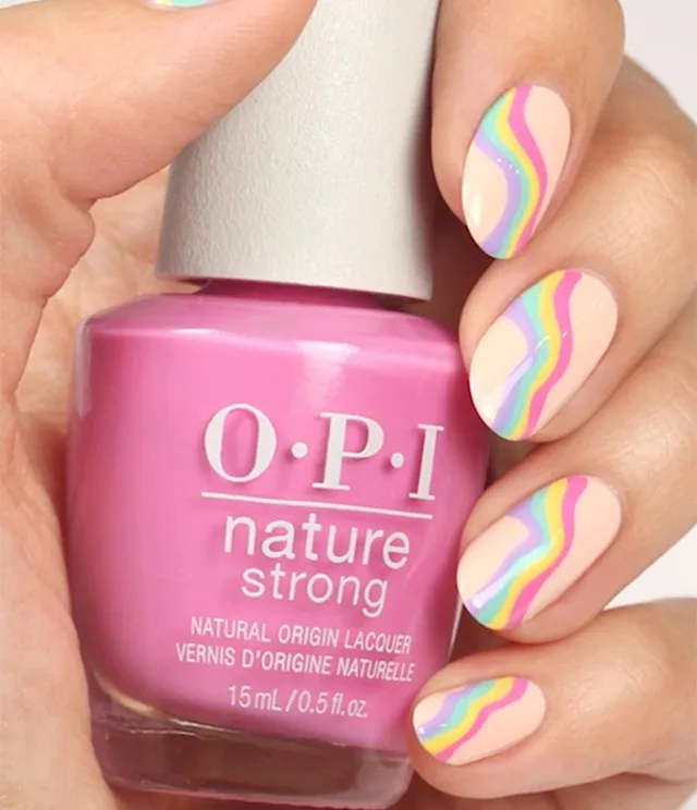 Rainbow Sherbet Wavy DIY Nail Art | OPI