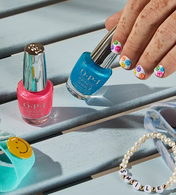 Think Happy! Smiley Face & Multi-Colored DIY Nail Art | OPI