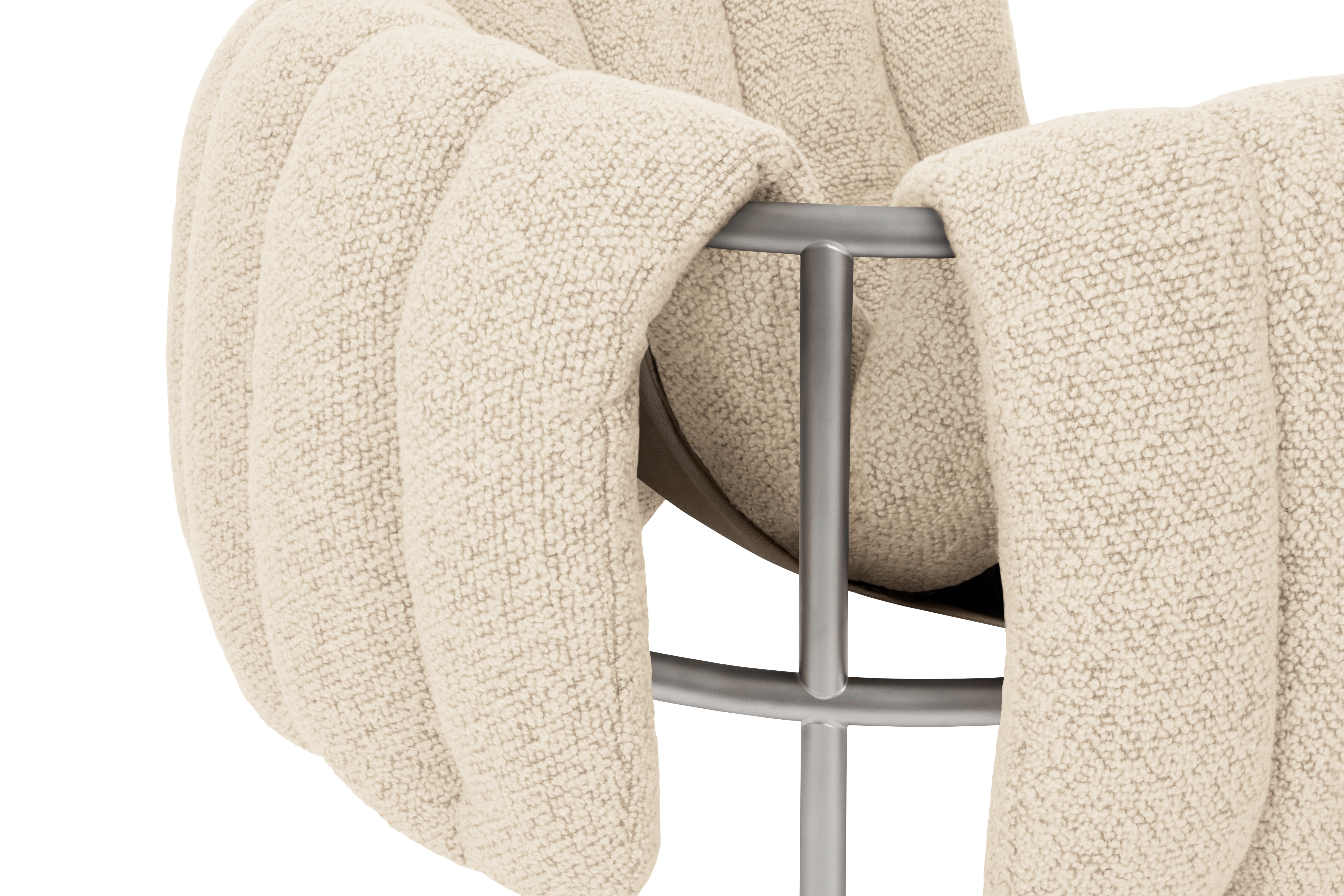 Puffy Lounge Chair Eggshell Stainless Hem
