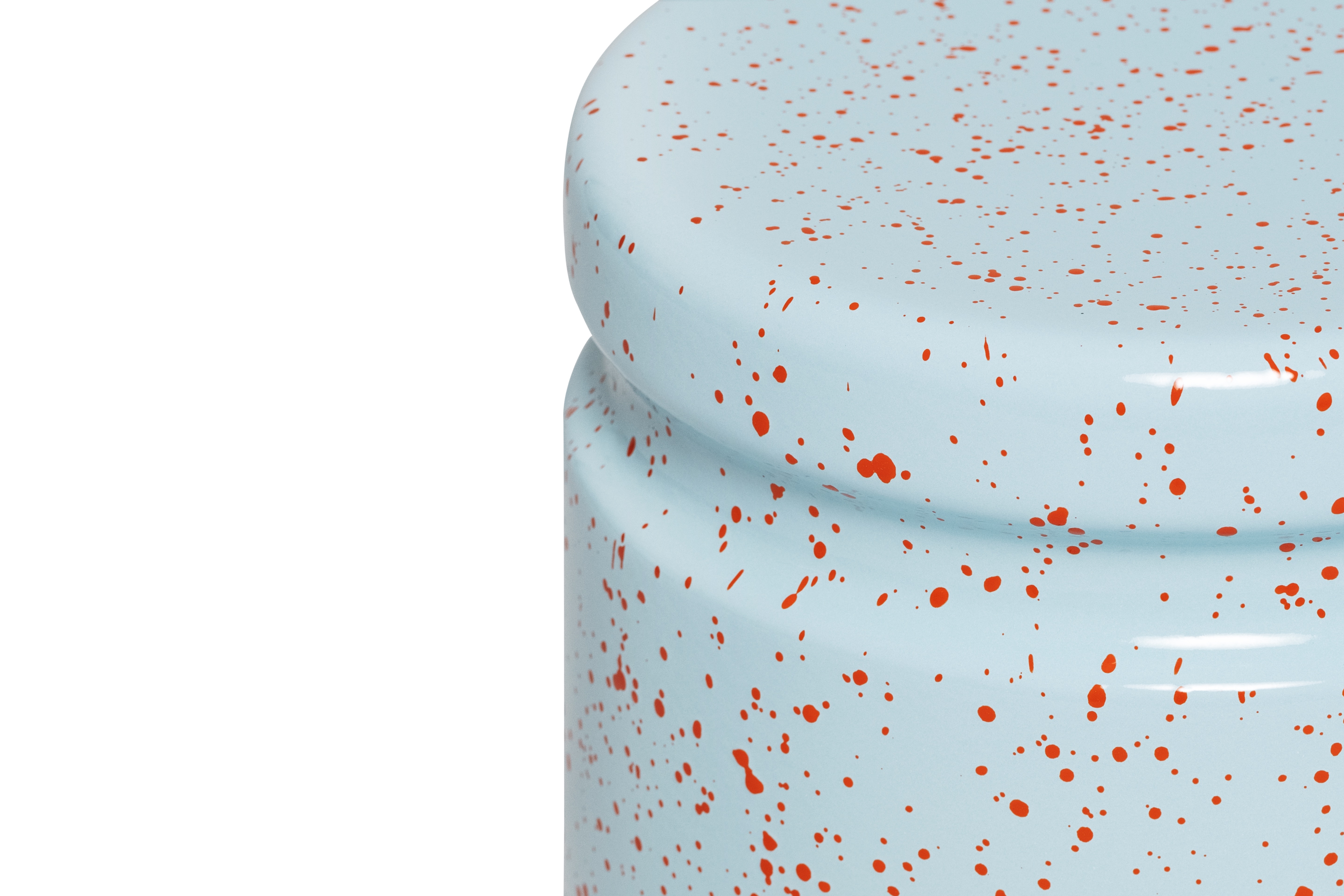 Last Stool, Light Blue / Orange Red Splatter — Hem
