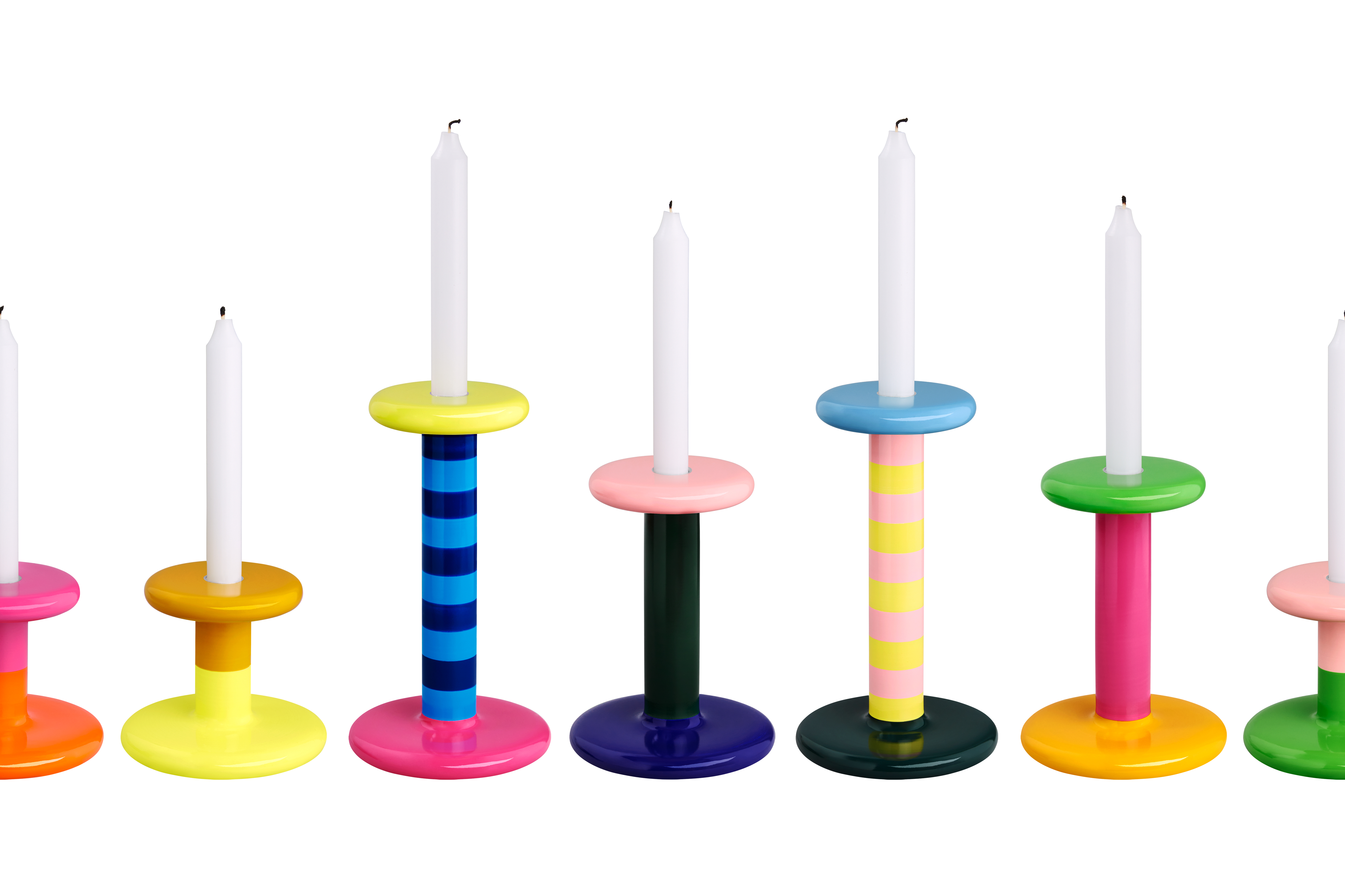 Pesa Candle Holder High Sky Blue Night Blue Stripe Hem