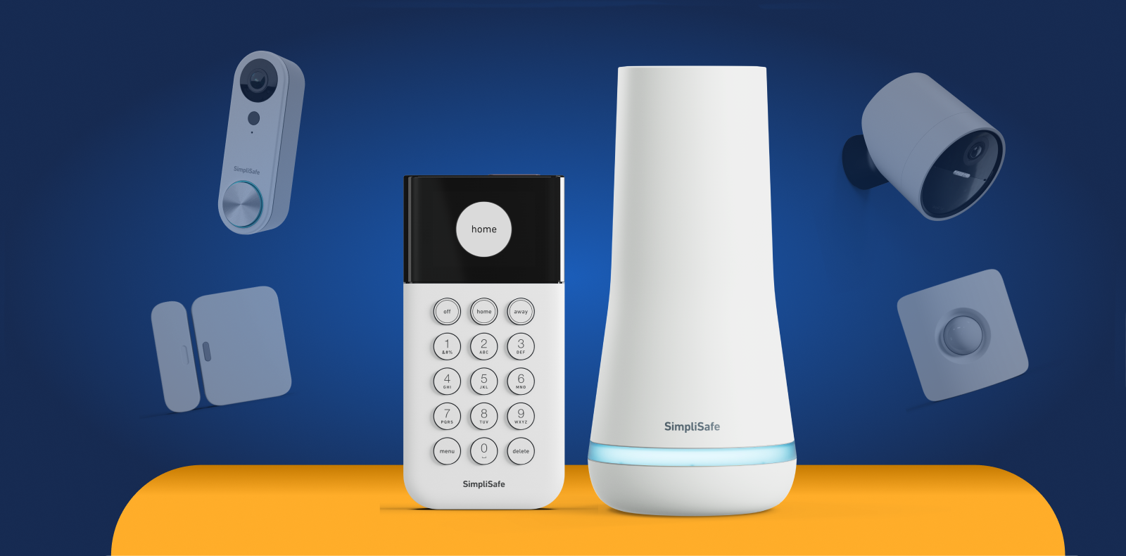 A SimpliSafe Base Station and Keypad with some other pieces in the ...