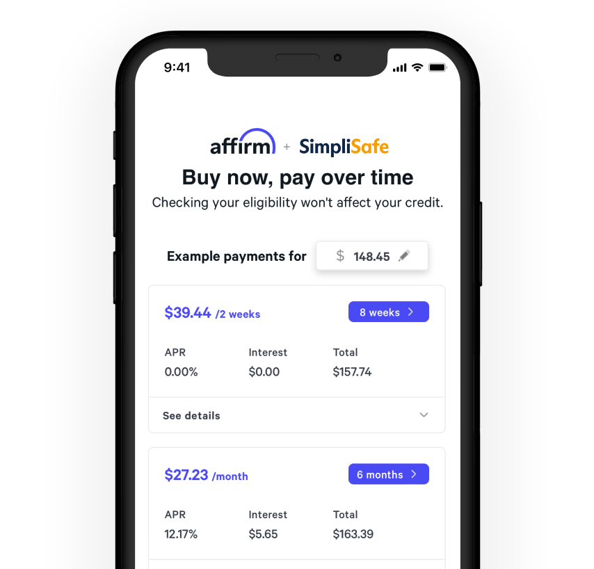 Buy SimpliSafe Now Pay Later | Finance with Affirm