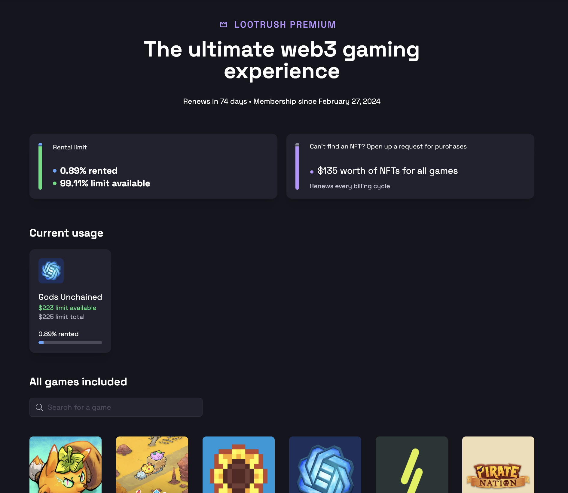 LootRush subscriptions - a new way to experience crypto games | LootRush