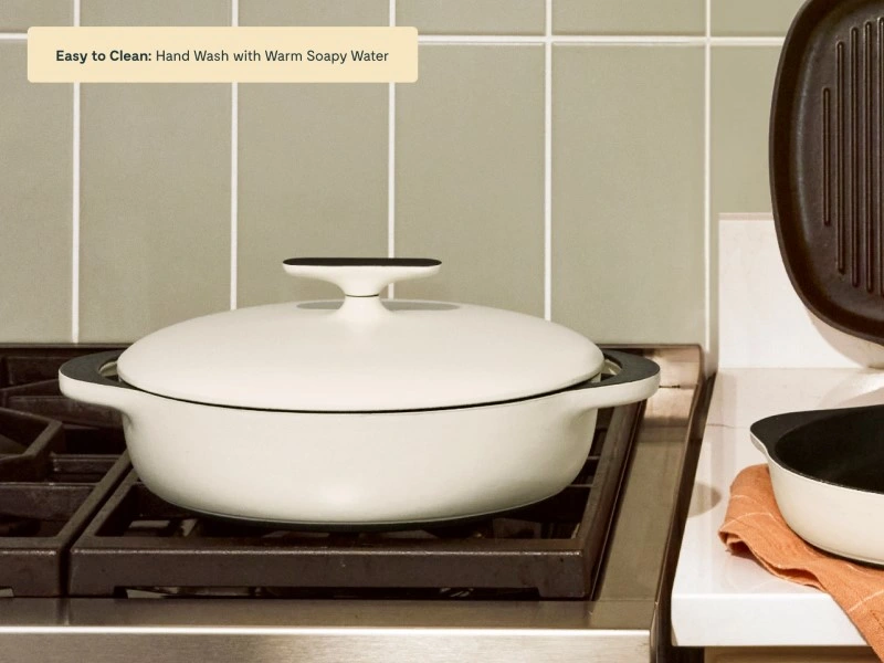 3.5 qt Enameled Cast Iron Braiser Pan with Lid | Caraway
