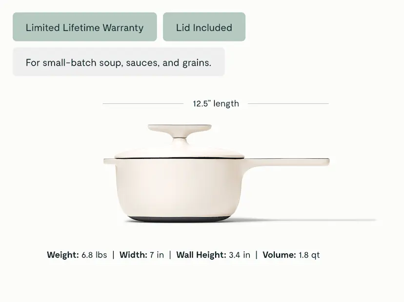 1.8 qt Enameled Cast Iron Mini Sauce Pan | Caraway