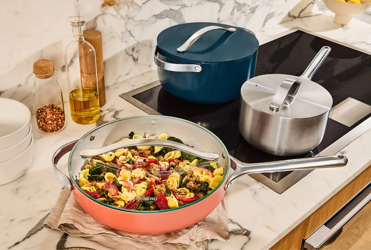 Glass Lid Set of 3 for Pans with Lid Organizer | Caraway