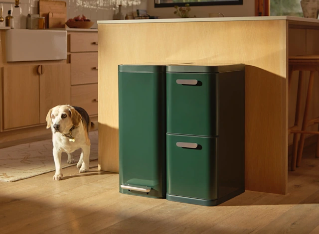 Dual Kitchen Trash Can & Recycling Bin – Modern Stainless Steel Waste ...
