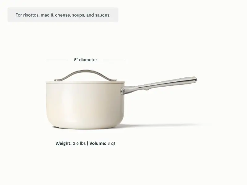 Ceramic Sauce Pan | Non-Stick Sauce Pan with Lid | Caraway