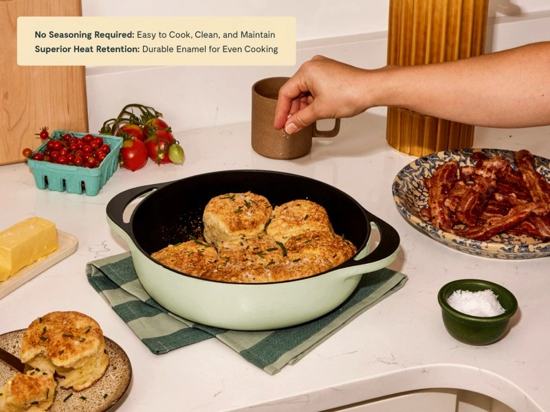 3.5 qt Enameled Cast Iron Braiser Pan with Lid | Caraway