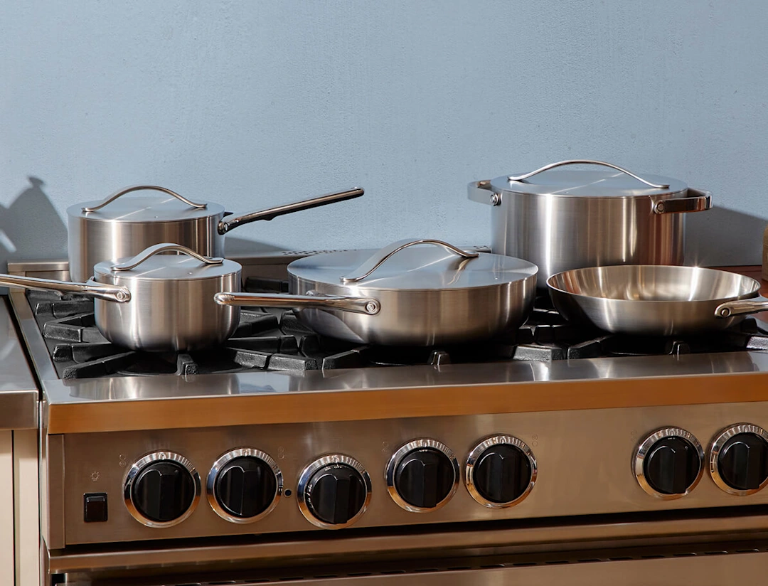 Non Toxic Stainless Steel Cookware | 16-Piece Pots & Pans Set | Caraway