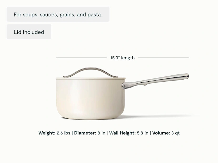 Ceramic Sauce Pan | Non-Stick Sauce Pan with Lid | Caraway
