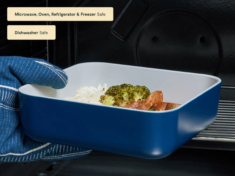 Non-Stick Ceramic-Coated Large Glass Container | Food Storage Container ...
