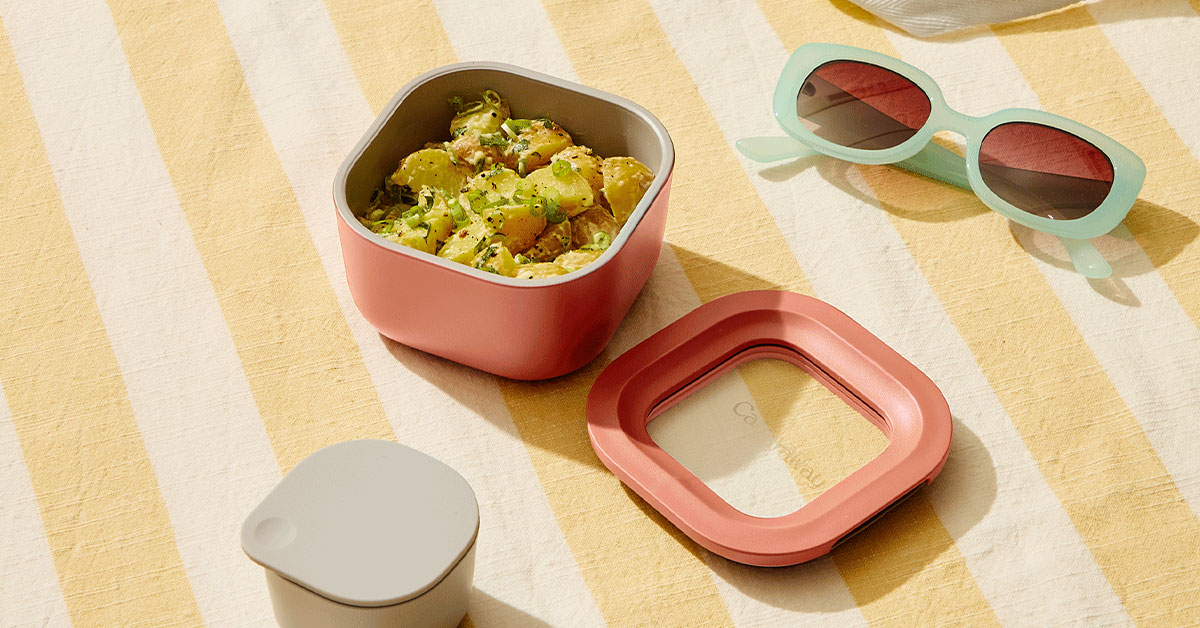 Mini Square Container | Ceramic-Coated Glass Storage | Caraway
