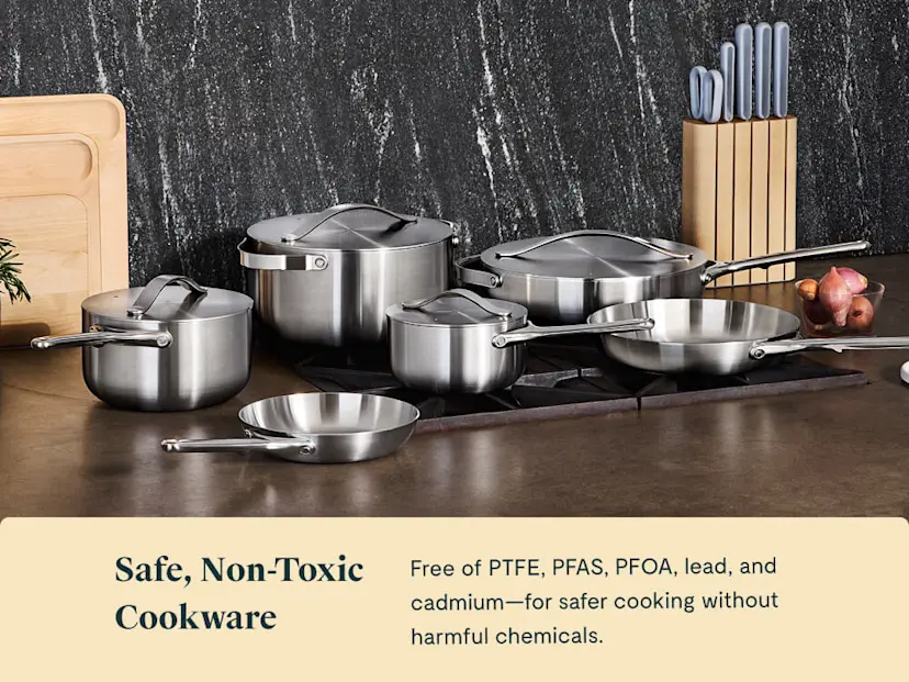 Non Toxic Stainless Steel Cookware | 16-Piece Pots & Pans Set | Caraway
