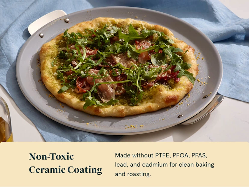 Pizza Pan | 15” Non-Stick Ceramic Baking Pan with Handles | Caraway