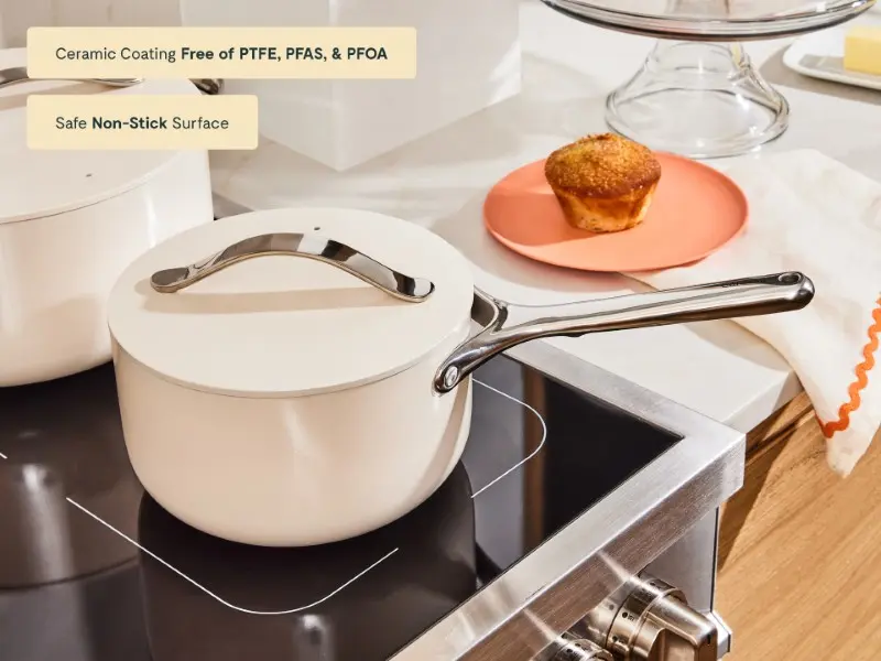 Ceramic Sauce Pan | Non-Stick Sauce Pan with Lid | Caraway