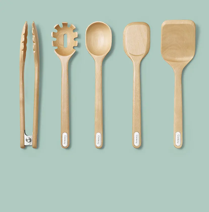 Utensil Set | 5-Piece Wooden Cooking Utensils | Caraway
