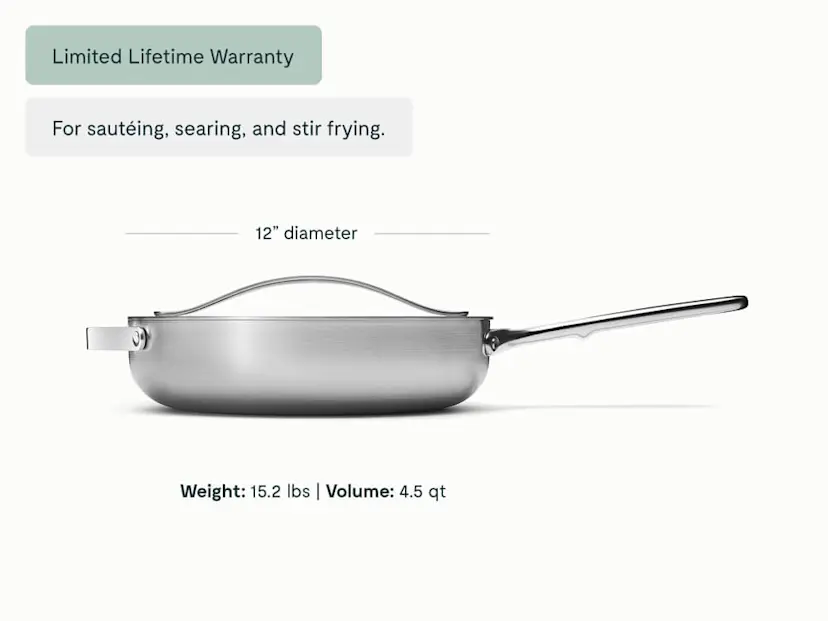 Stainless Steel Sauté Pan with Lid | Caraway