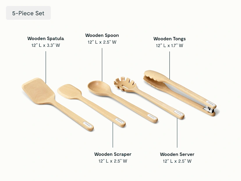 Utensil Set | 5-Piece Wooden Cooking Utensils | Caraway