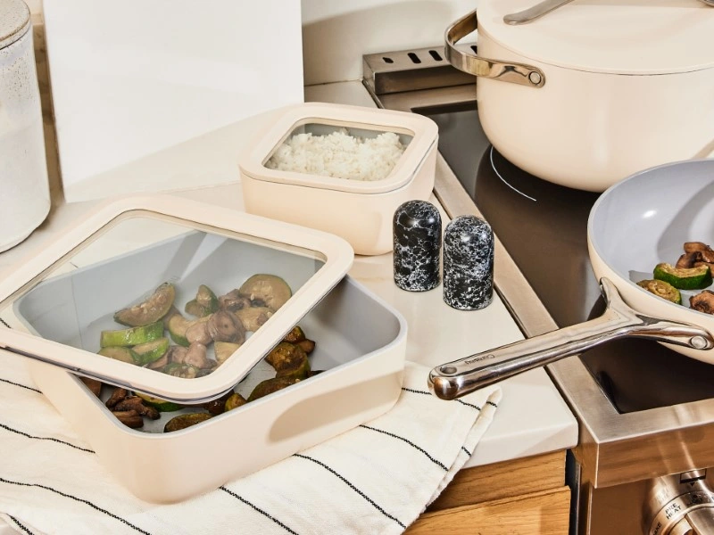 Large Glass Container | Ceramic-Coated Food Storage Container | Caraway