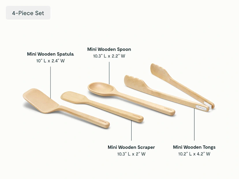 Mini Utensil Set | 4-Piece Mini Wooden Cooking Utensils | Caraway