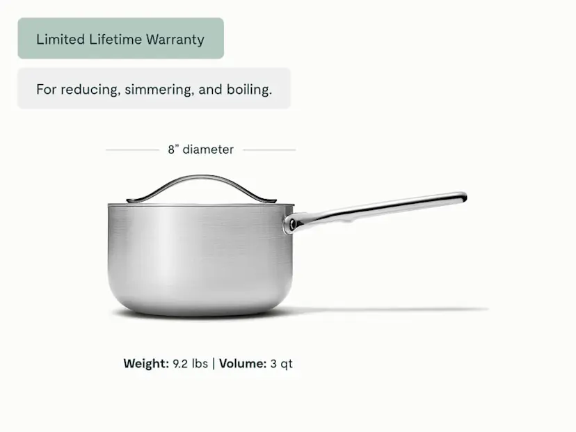 Stainless Steel Sauce Pan with Lid | Caraway