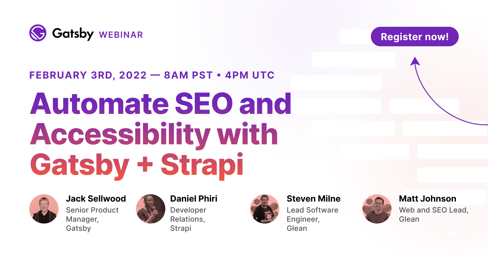 Webinar | How Glean Grew Organic Traffic by 60% with Gatsby + Strapi CMS | Gatsby