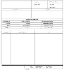 Commercial Invoice And Packing List Template Excel