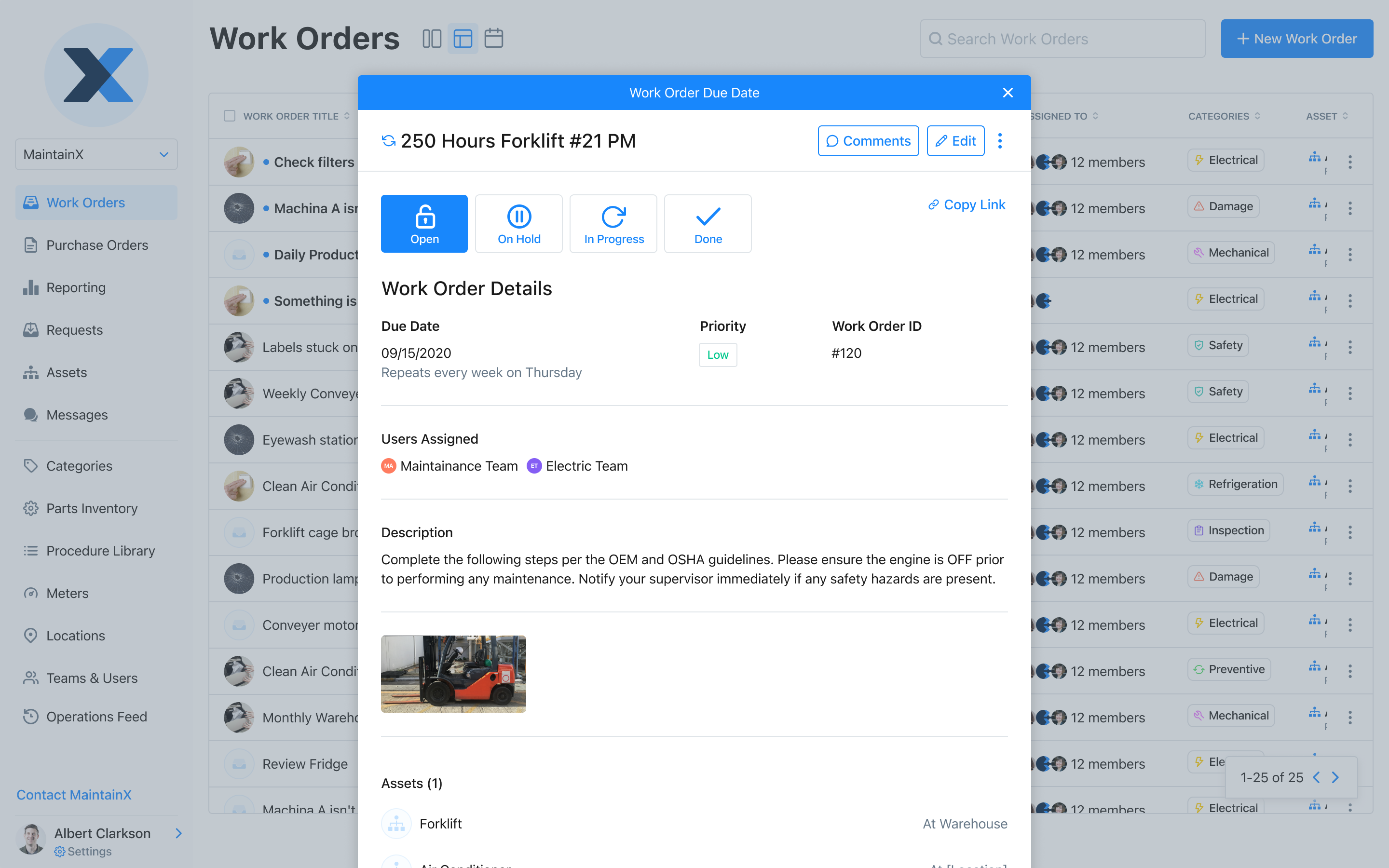 Next, the procedure then gets attached to an automated work order ...