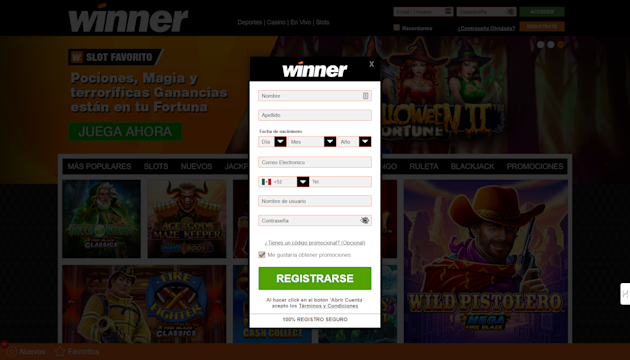 🎖️ Reseña de Winner Casino México | Bono Sin Depósito $700