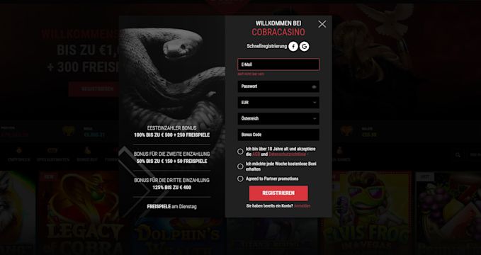 Cobra Casino Erfahrungen 2024 🎯 1.050 € + 250 Freispiele