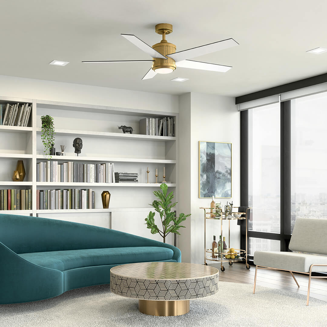Brahm™ LED 56" Ceiling Fan Natural Brass | Kichler Lighting