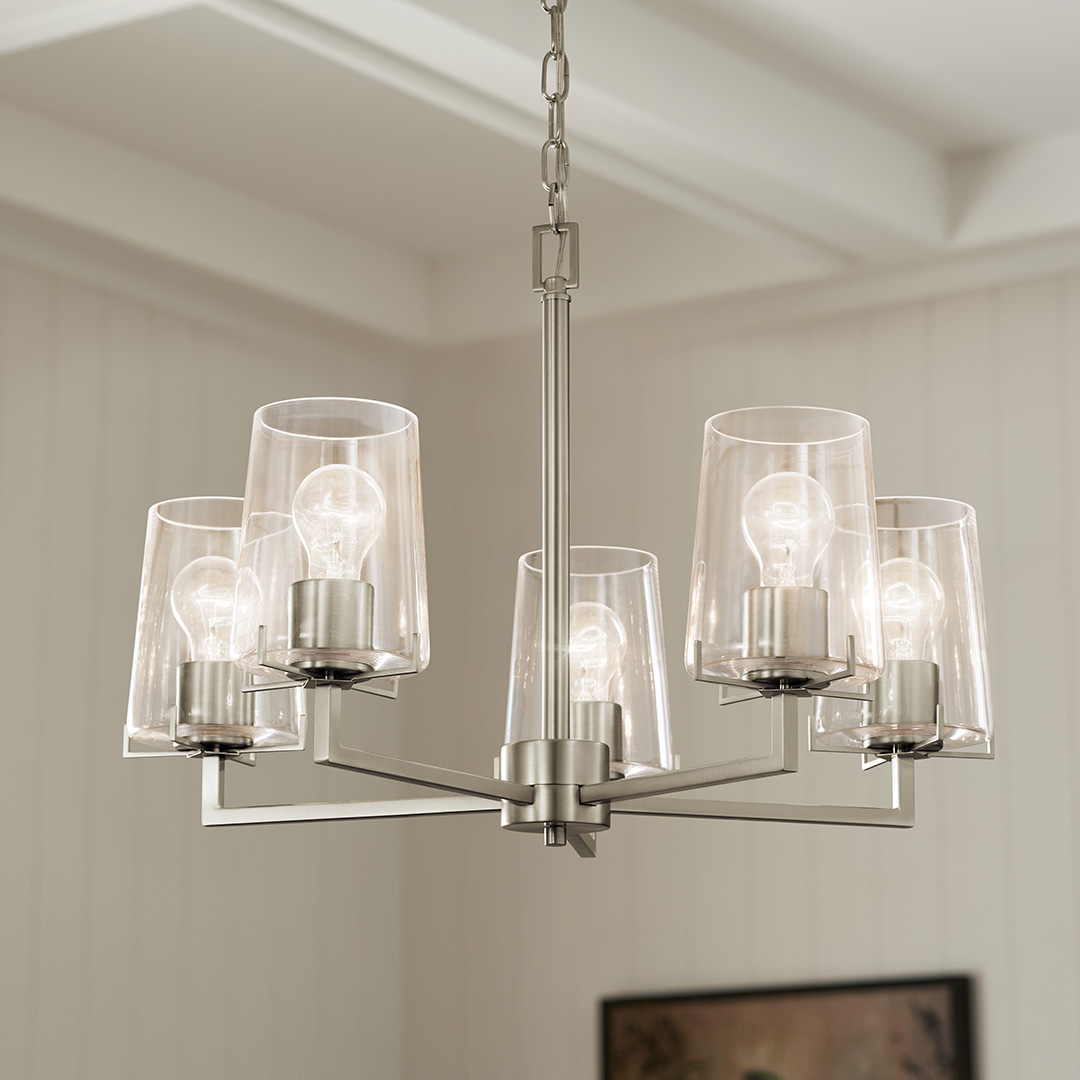 Birk 5 Light Chandelier in Brushed Nickel | Kichler Lighting
