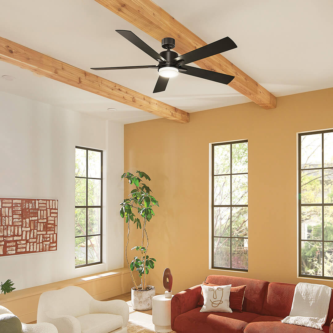 60" Lucian Elite XL Ceiling Fan Black | Kichler Lighting