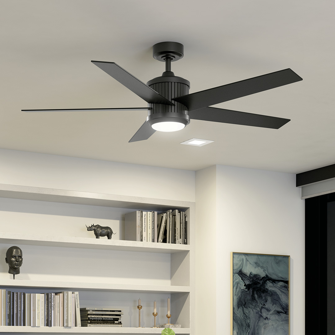 56” Brahm LED Ceiling Fan in Satin Black | Kichler Lighting