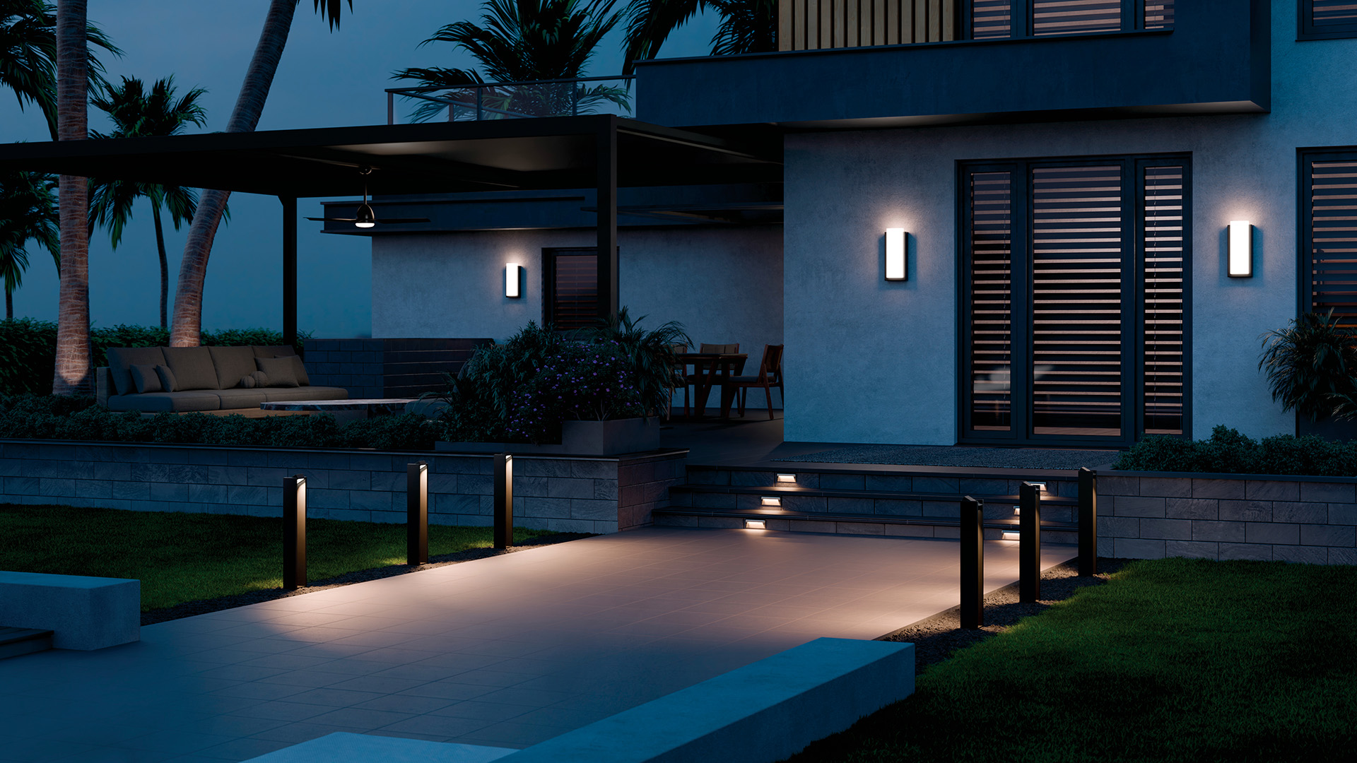 Modern Exterior Lighting At Night