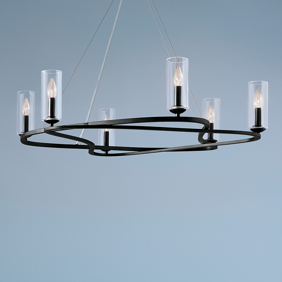 Harpin 37.75" 6 Light Chandelier Black | Kichler Lighting