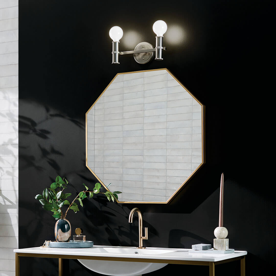Torche 2 Light Vanity in Brushed Nickel | Kichler Lighting