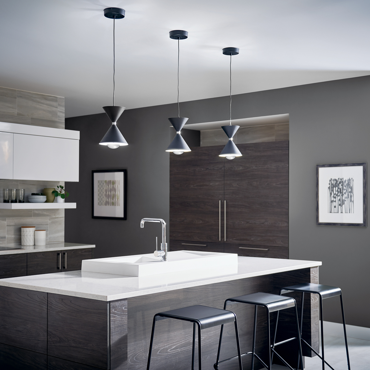 Kordan 11" 1 Light LED Mini Pendant Black | Kichler Lighting