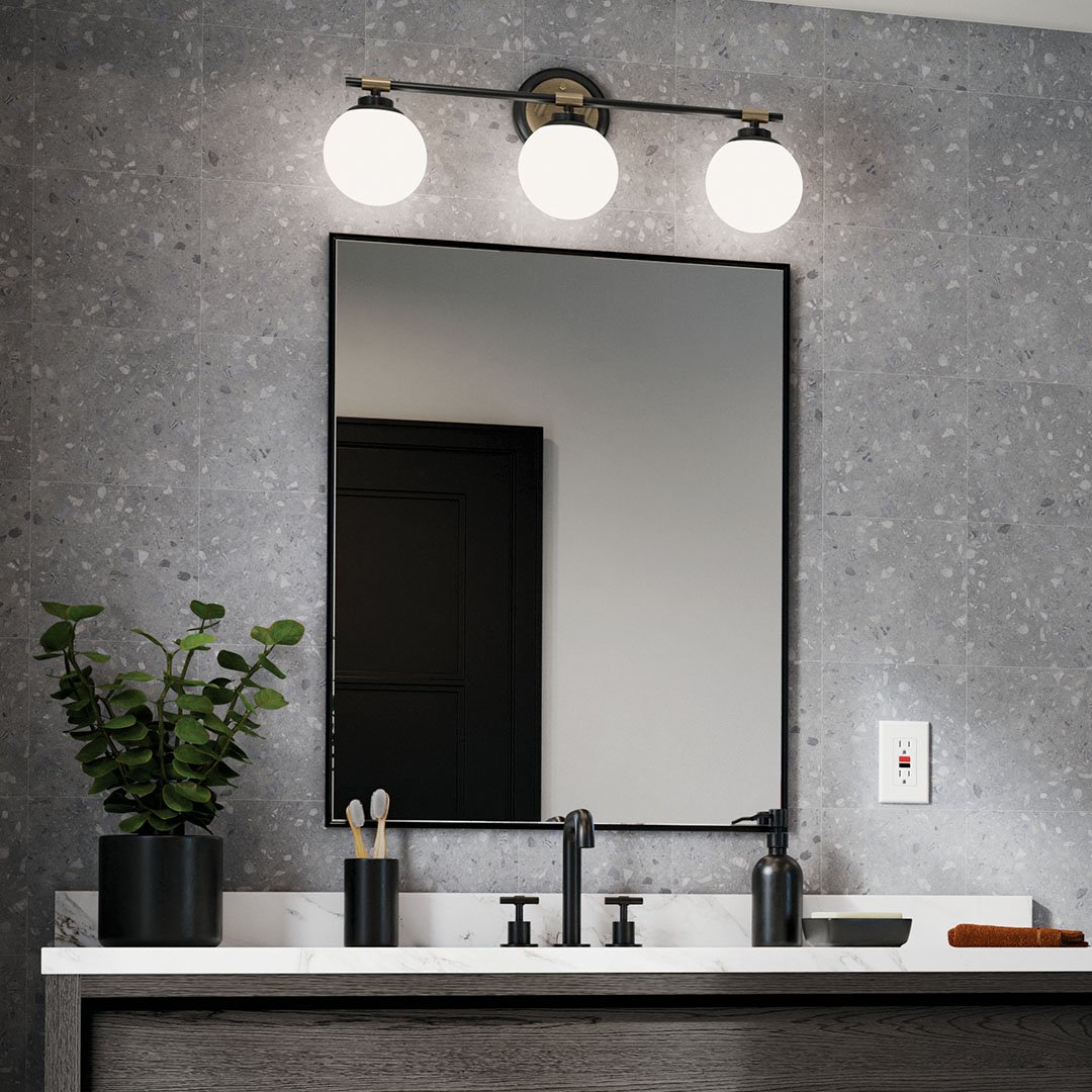 Benno 3 Light Vanity Light in Black | Kichler Lighting