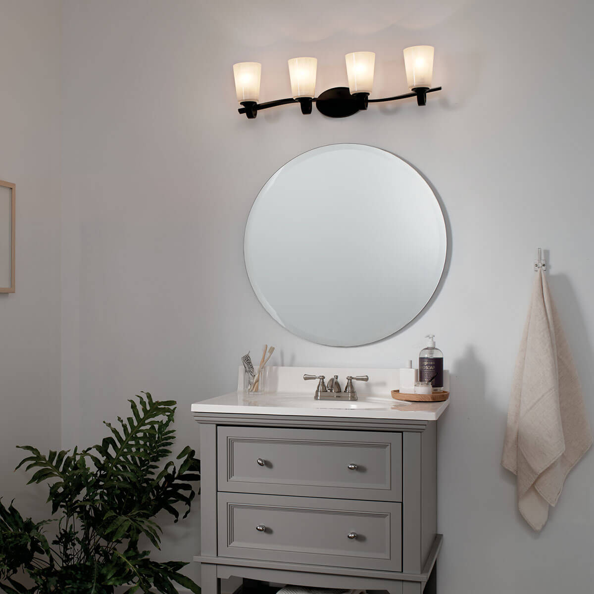 Oxby 30" 4 Light Vanity Light Black | Kichler Lighting