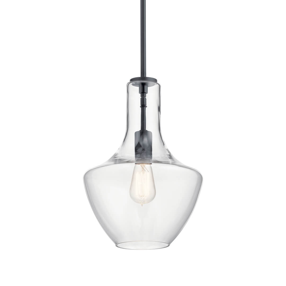 Everly 15" Bell Pendant Clear Glass Black | Kichler Lighting