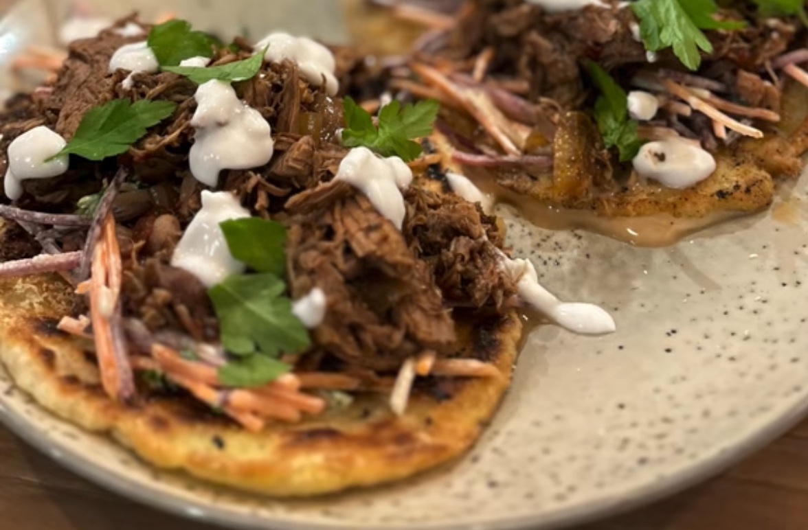 Pulled Wild Goat with Flat Bread Slow Cooker Recipe