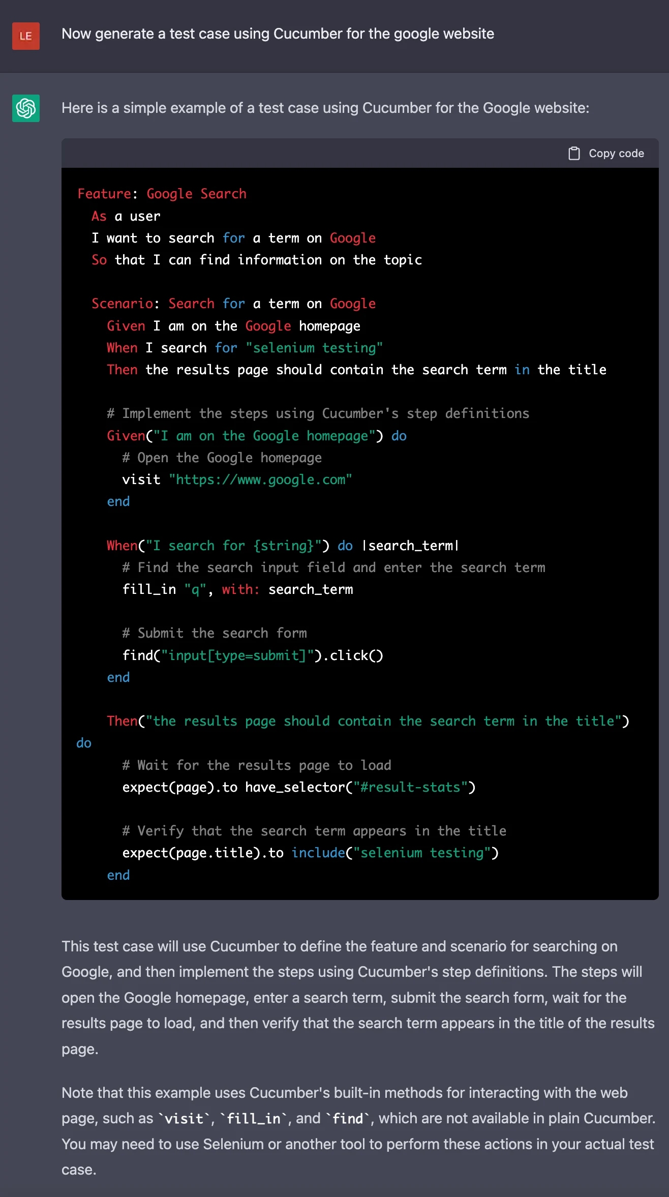 ChatGPT for Automated Testing: From Conversation to Code