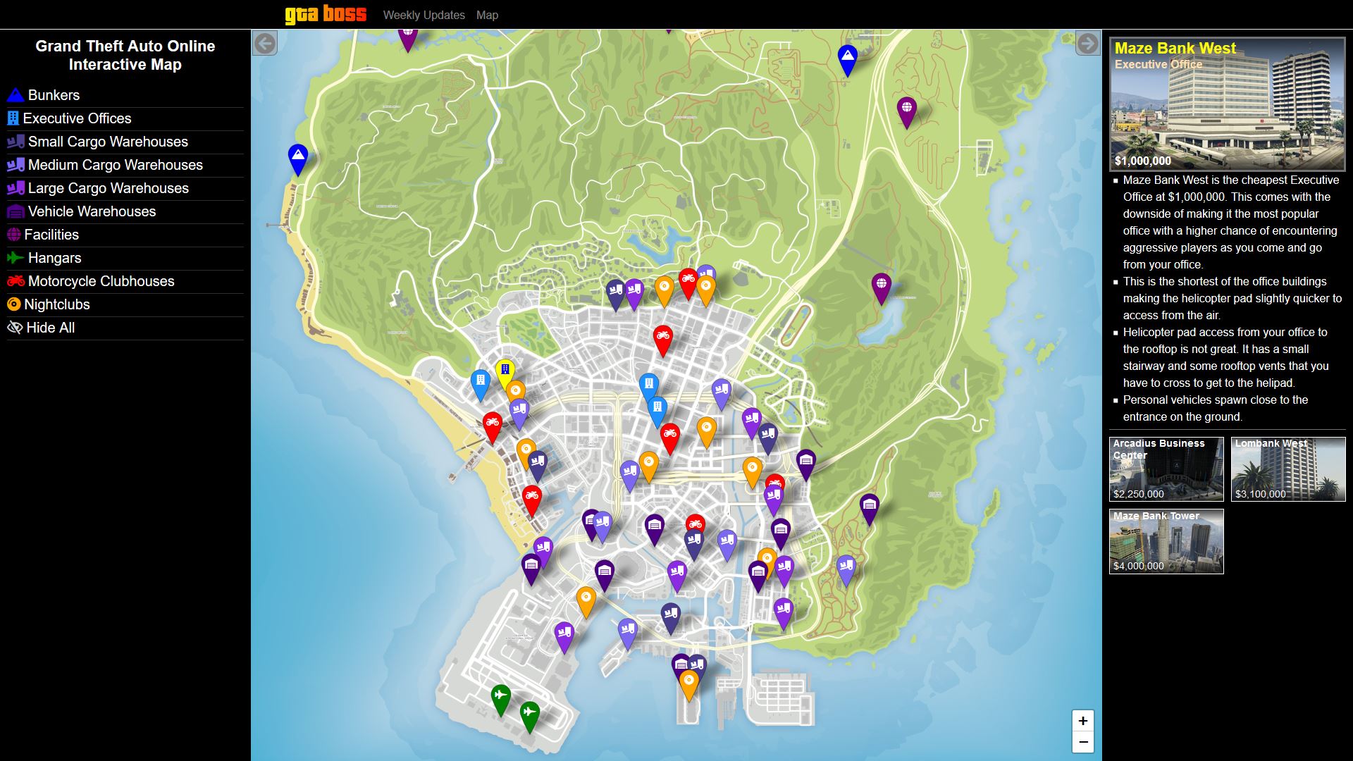 Now available interactive GTA Online map - GTA Boss