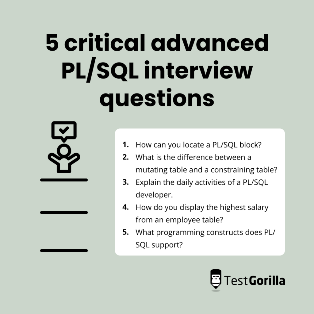 75 Plsql Interview Questions To Ask Job Applicants Testgorilla 