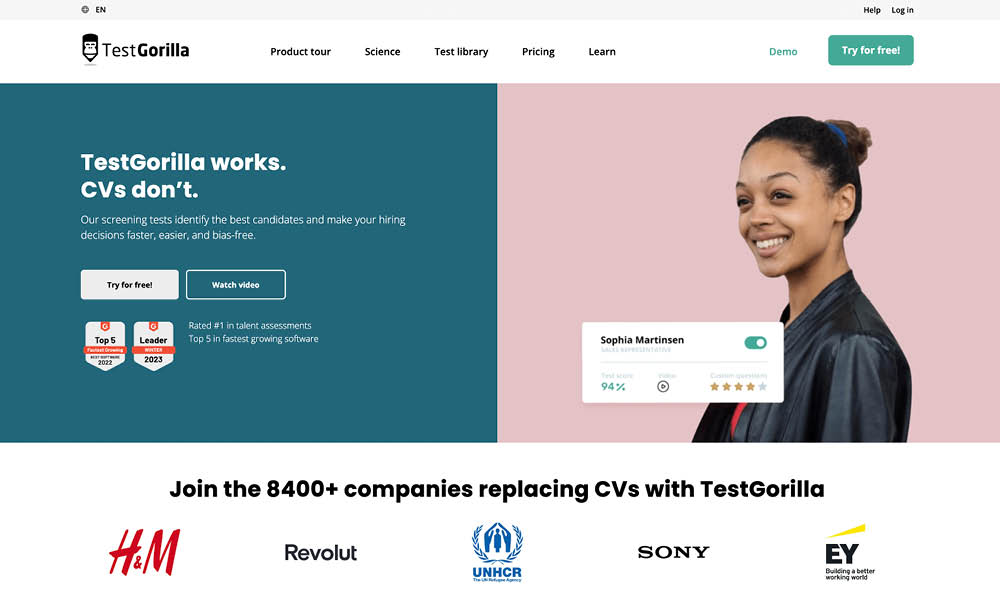 TestGorilla vs. HR Avatar - TestGorilla