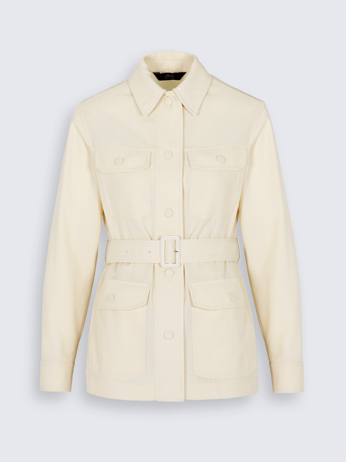 Ivory white silk gabardine sahariana jacket